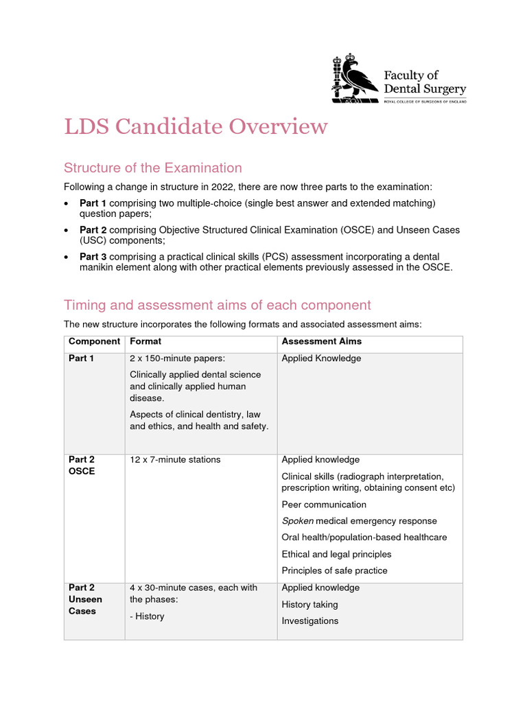 LDS Candidate Overview | PDF | Dentistry | Medicine