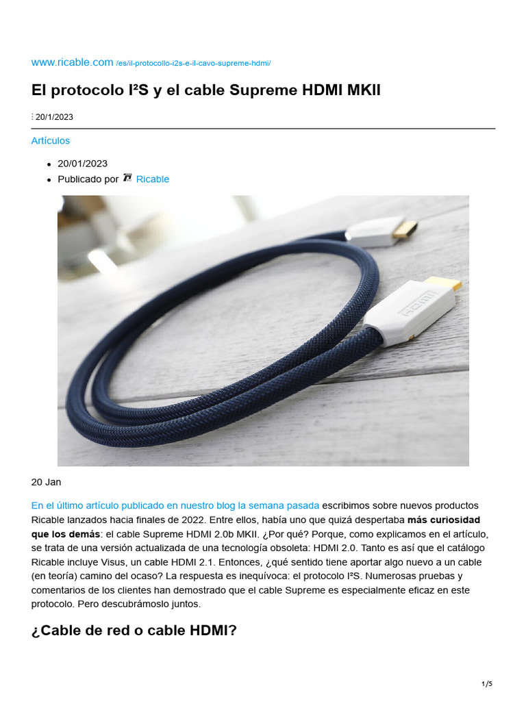 Protocolo I²S y Cable Supreme HDMI | PDF | Hdmi | Electrónica