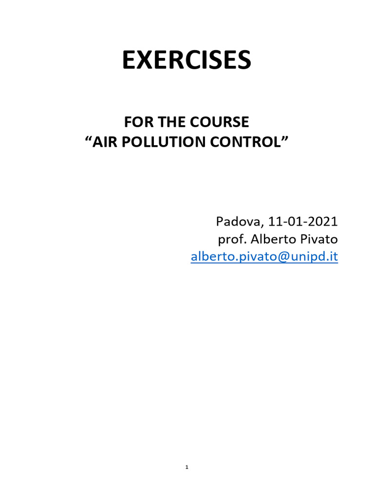 Air Pollution Control Exercises | PDF | Sulfur Dioxide | Exhaust Gas