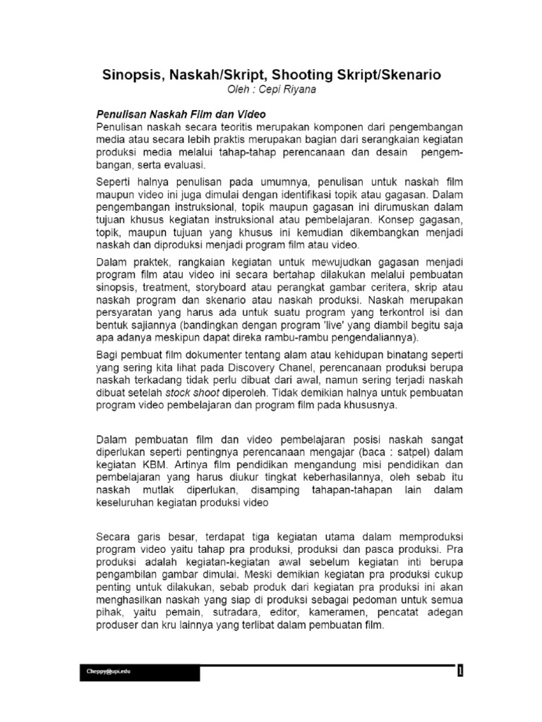 Sinopsis, Naskah_Skript New | PDF