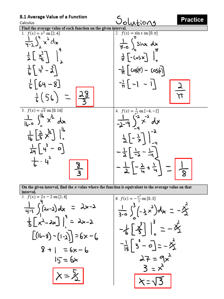 Average Value of Functions in Calculus | PDF | Function (Mathematics ...
