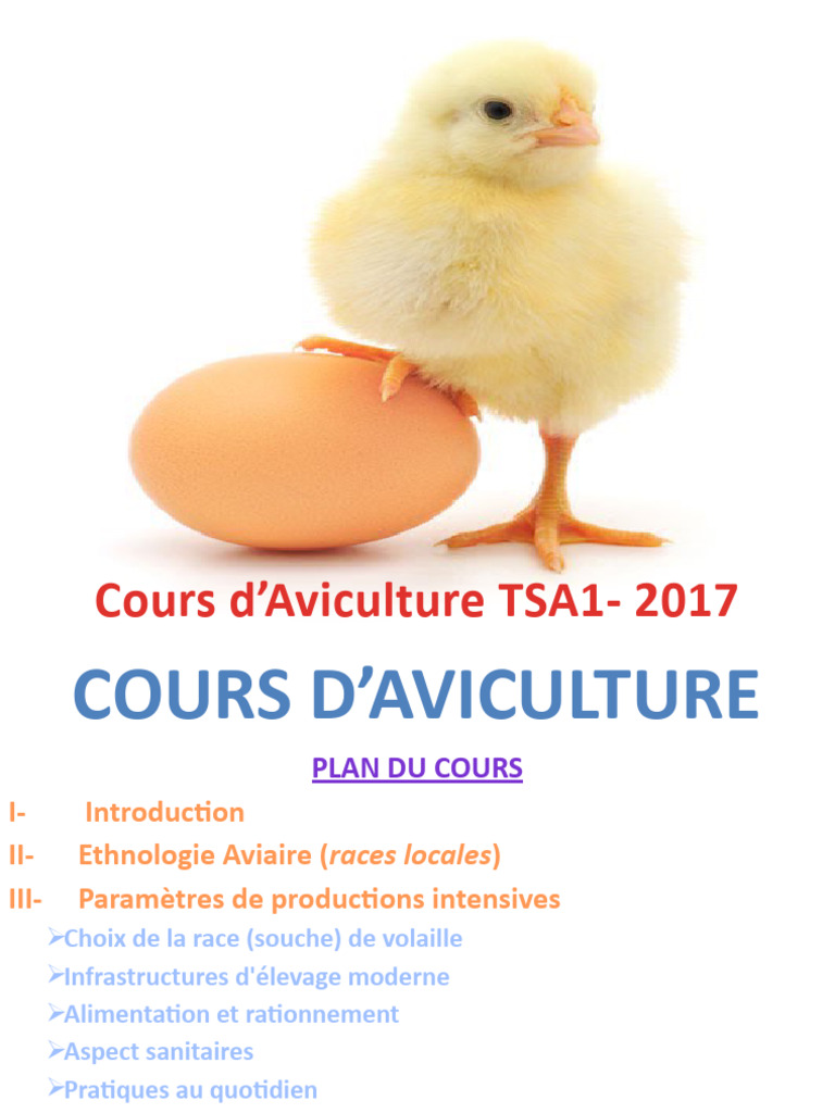 Cours Aviculture TSA 1 - 2017 | PDF | Alimentation animale | Nutriments