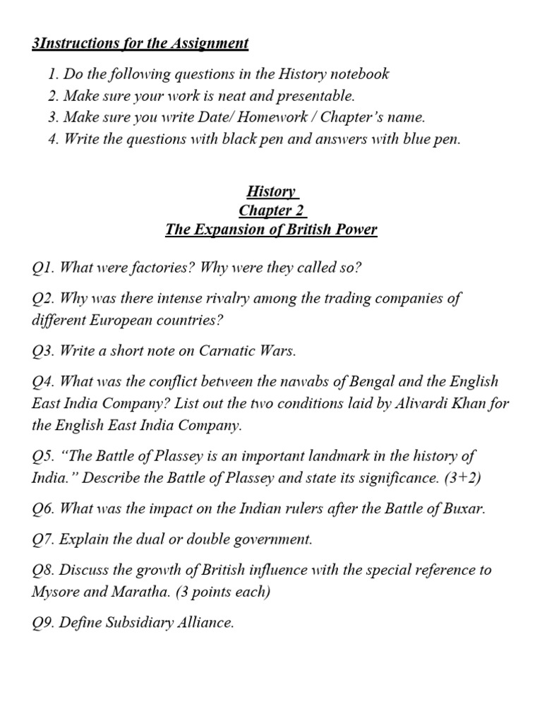 Assignment 1-History - Chapter 2 - Expansion of British Power | PDF