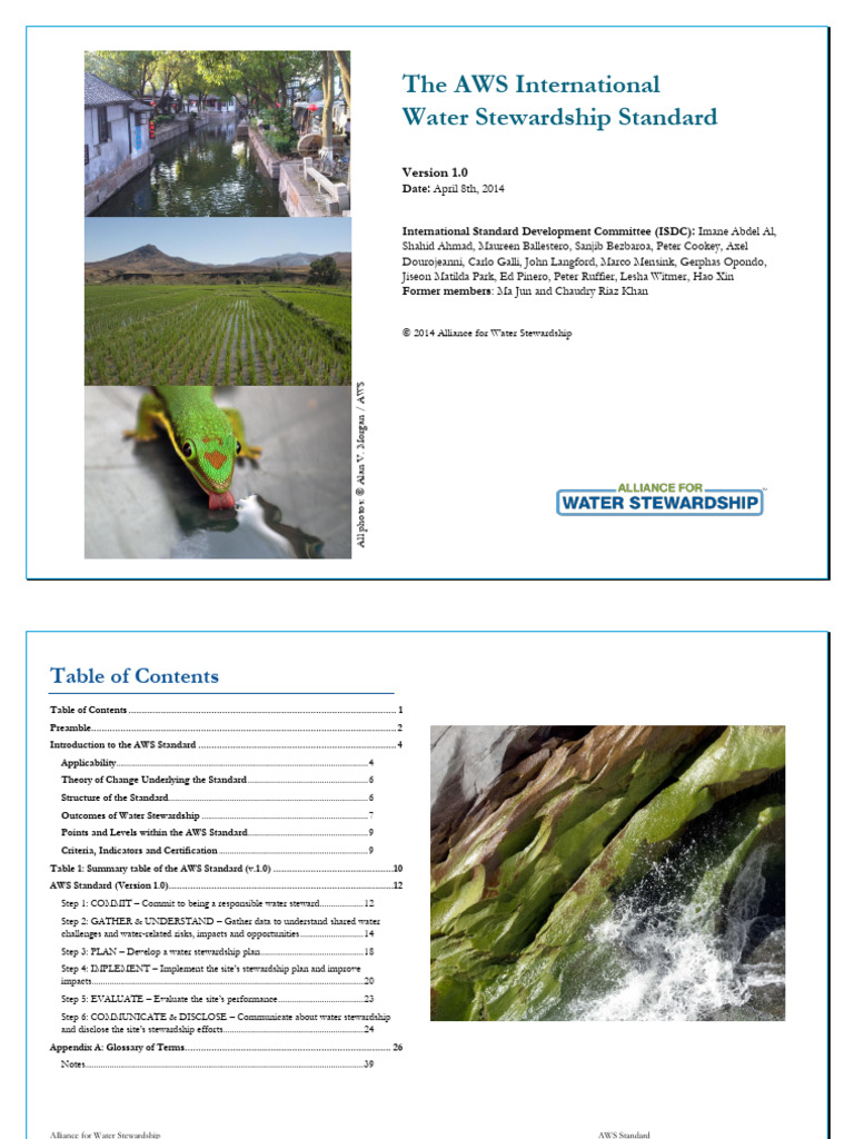 6bi8fb8z20 AWS Standard V 1 Abbreviated Print 1 | PDF | Governance | Water