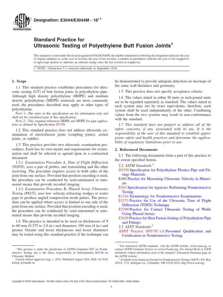 E3044E3044M 16e1 | PDF | Nondestructive Testing | Pipe (Fluid Conveyance)