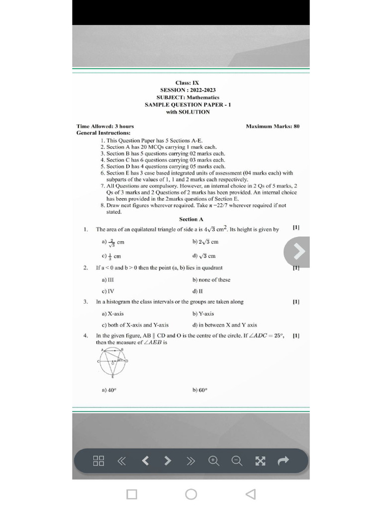 9th Math, Sample Paper | PDF