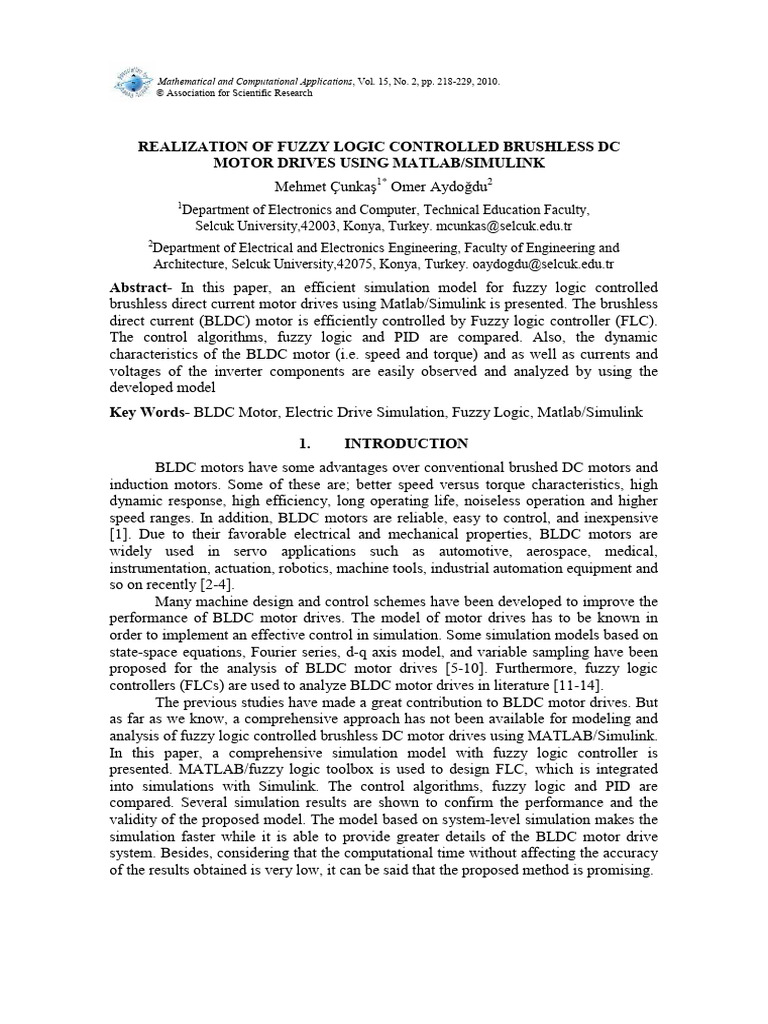 Realization of Fuzzy Logic Controlled BR | PDF | Electric Motor | Electricity