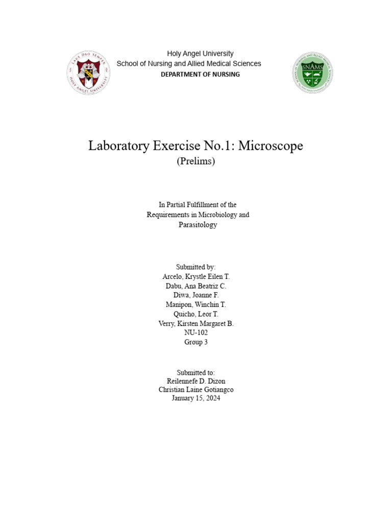 Laboratory-Exercise-No.1_-Microscope | PDF | Microscope | Microscopy Laboratory-Exercise-No.1_-Microscope | PDF | Microscope | Microscopy