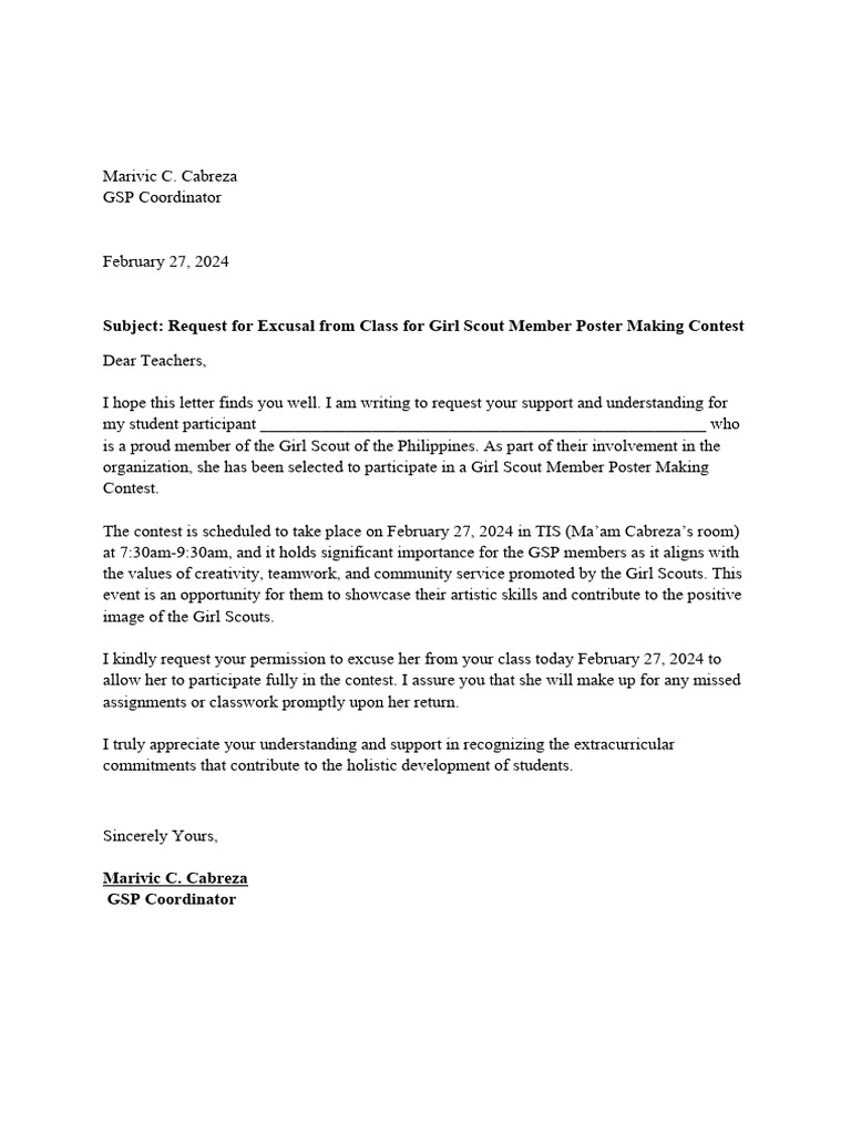 Gsp Excuse Letter | PDF