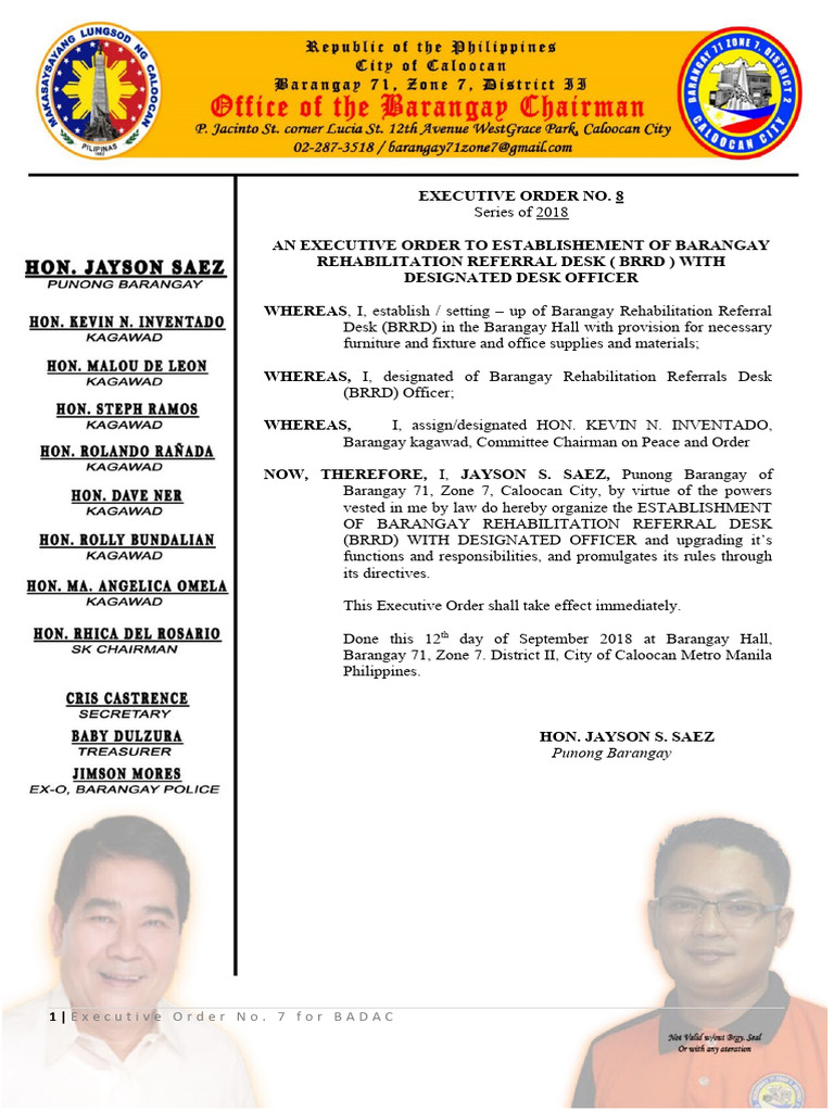 Executive Order No. 8 BRRD | PDF