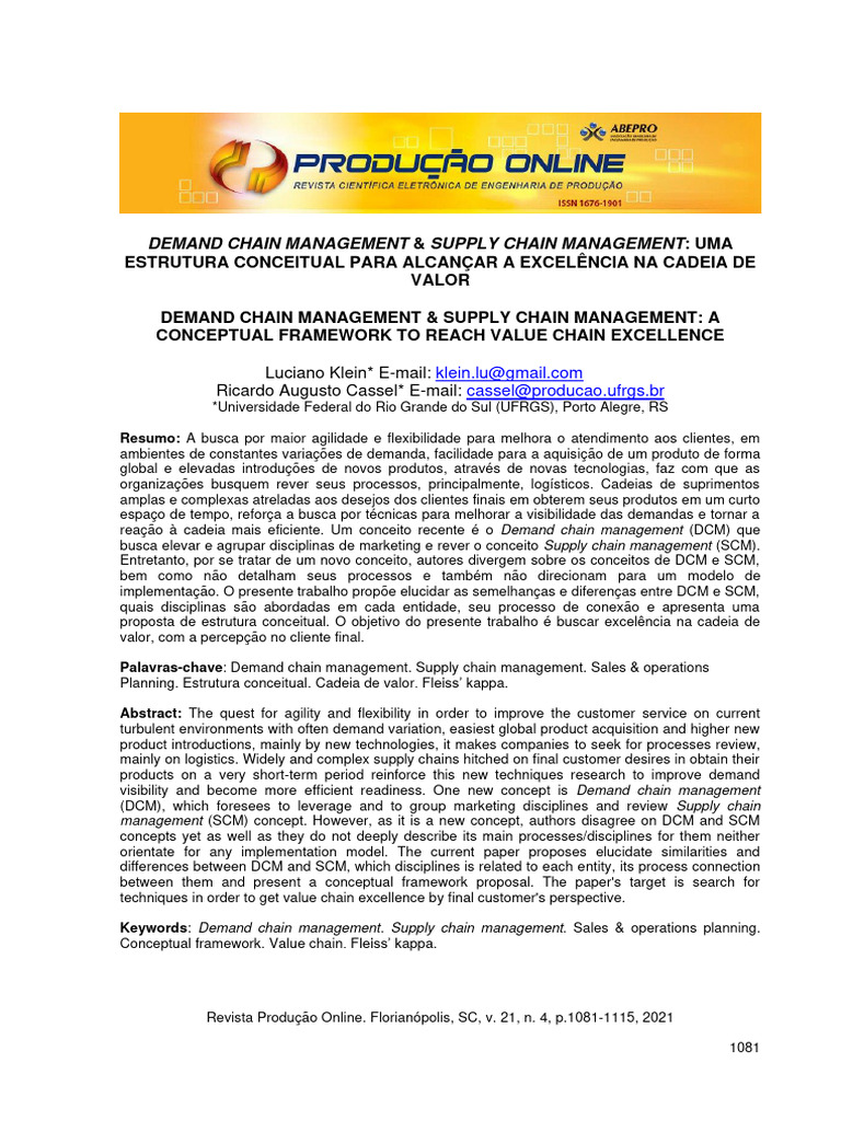 Demand Chain Management and Supply Chain | PDF | Cadeia de suprimentos | Gestão de ...