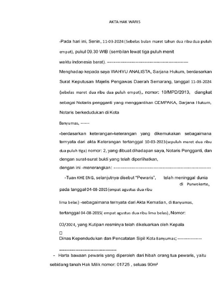 Akta Waris PDF | PDF