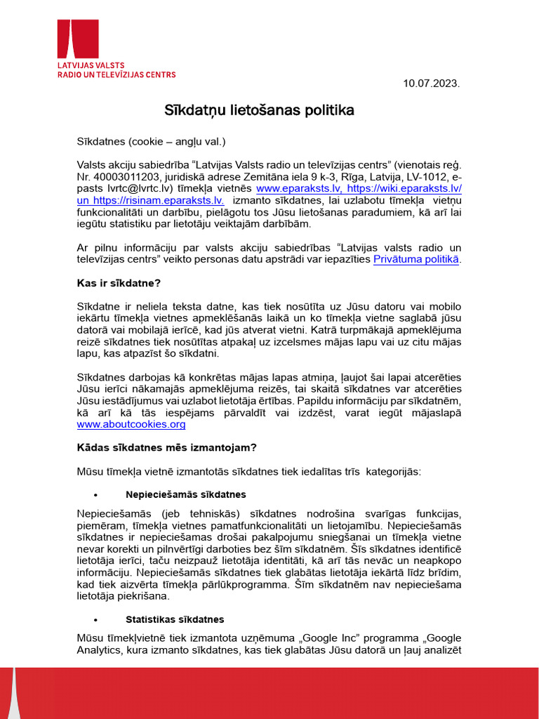 LVRTC Sikdatnu Politika 2023 EParaksts | PDF