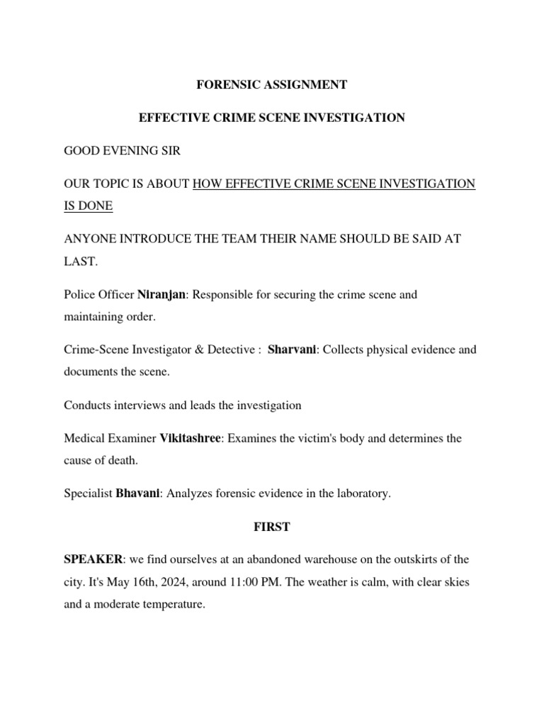 Forensic Assignment | PDF | Crime Scene | Forensic Science