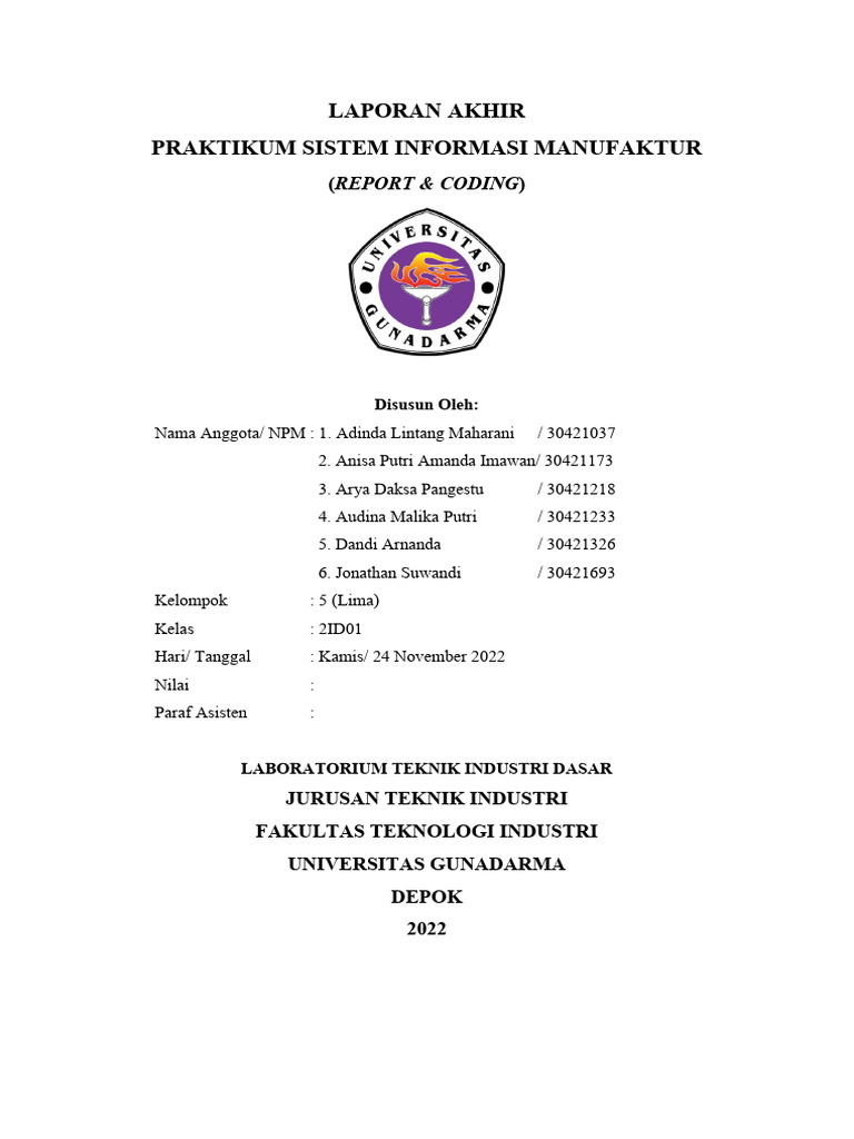 Laporan Coding Sistem Informasi Manufaktur | PDF