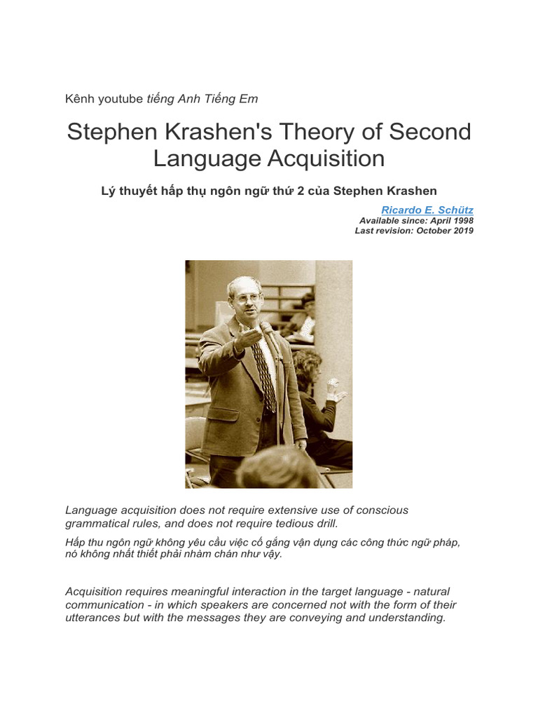 Stephen Krashen Theory of Second Language Acquision | PDF
