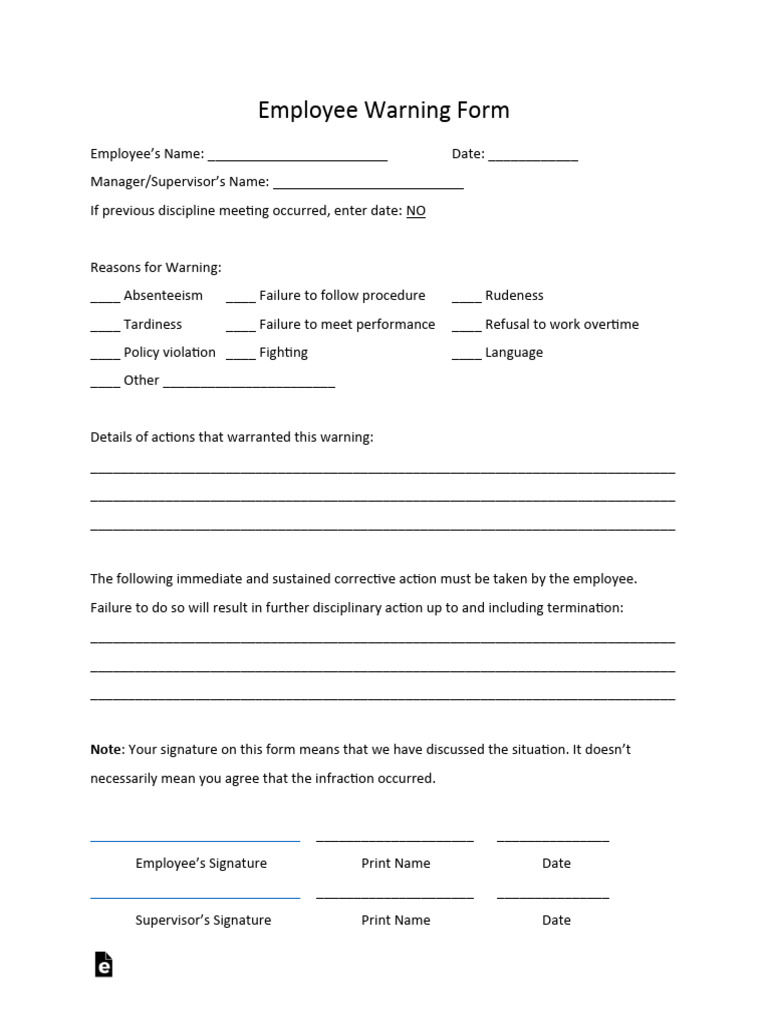 Employee Warning Form | PDF