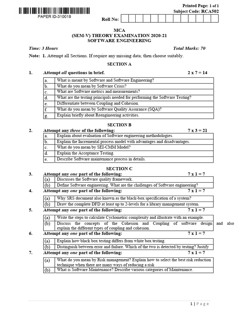 Mca 5 Sem Software Engineering Rca502 2021 | PDF | Software | Software ... Mca 5 Sem Software Engineering Rca502 2021 | PDF | Software | Software ...