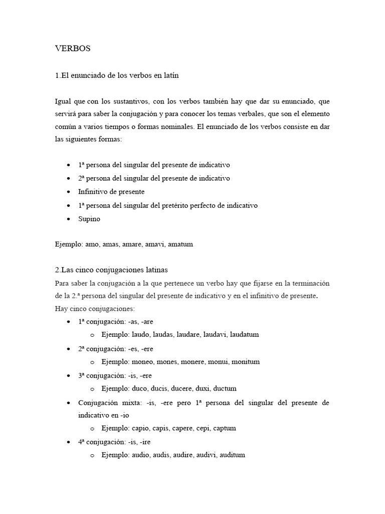 Guía de Conjugaciones Latinas | PDF | Conjugación gramatical | Verbo