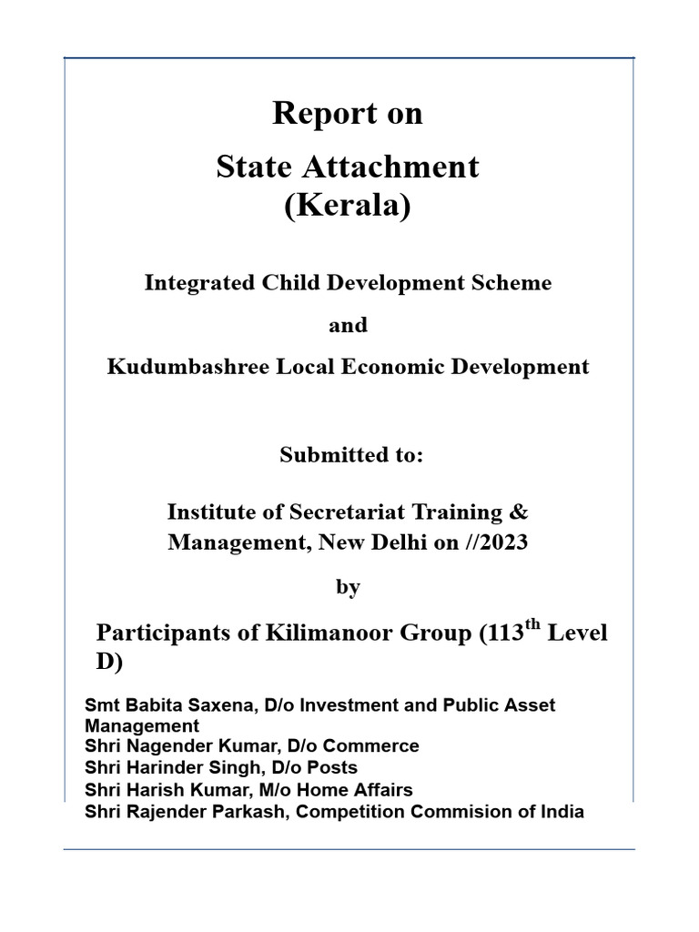 Project Report Kilimanoor Group | PDF | Breastfeeding | Kerala