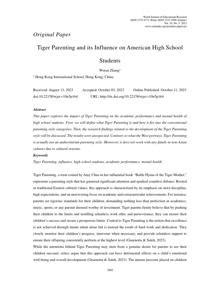 Tiger Parenting And Its Influence On American High Pdf Parenting