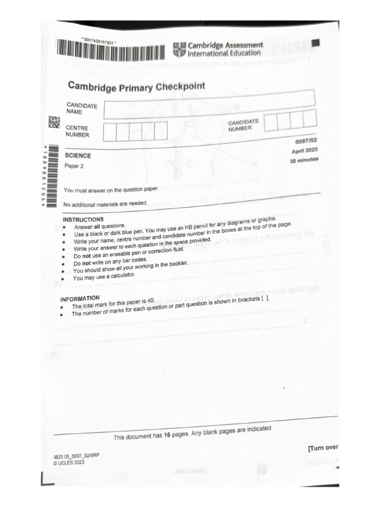 Cambridge Primary Checkpoint | PDF