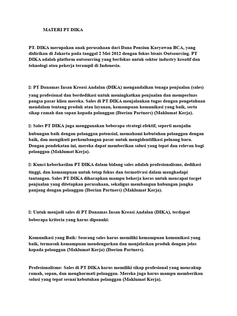 PT Dika | PDF