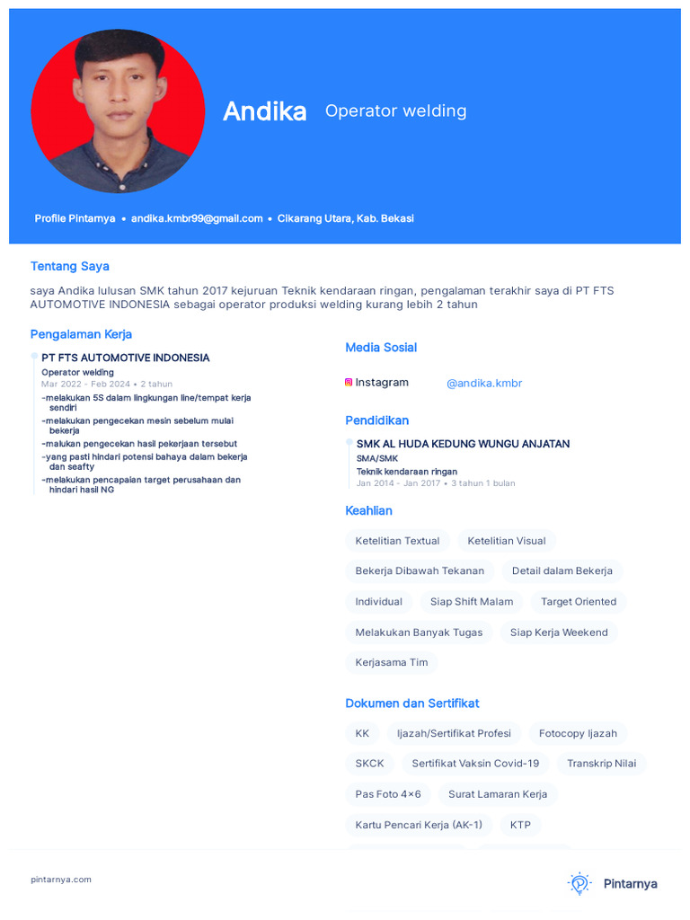 Andika Pintarnya CV | PDF