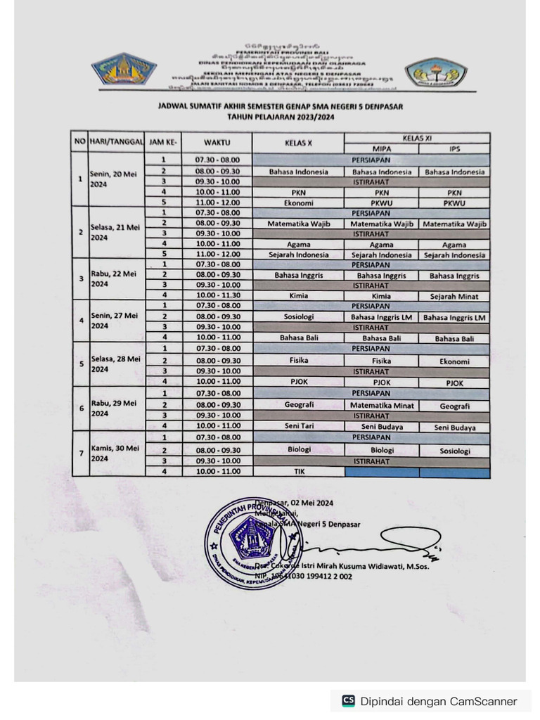 Jadwal SAS Genap 2024 | PDF