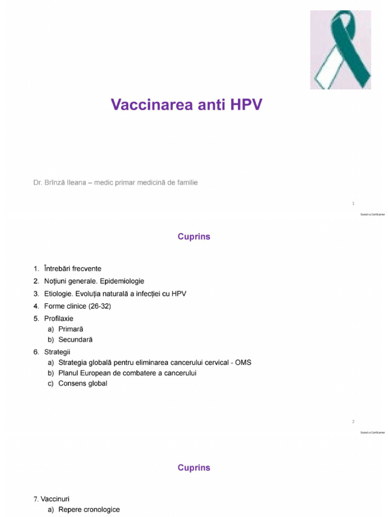 Suport de Curs - Vaccinare - HPV | PDF