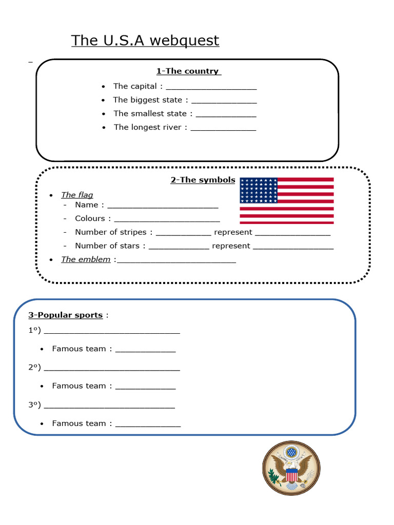 USA Webquest | PDF | Flag | National Symbols