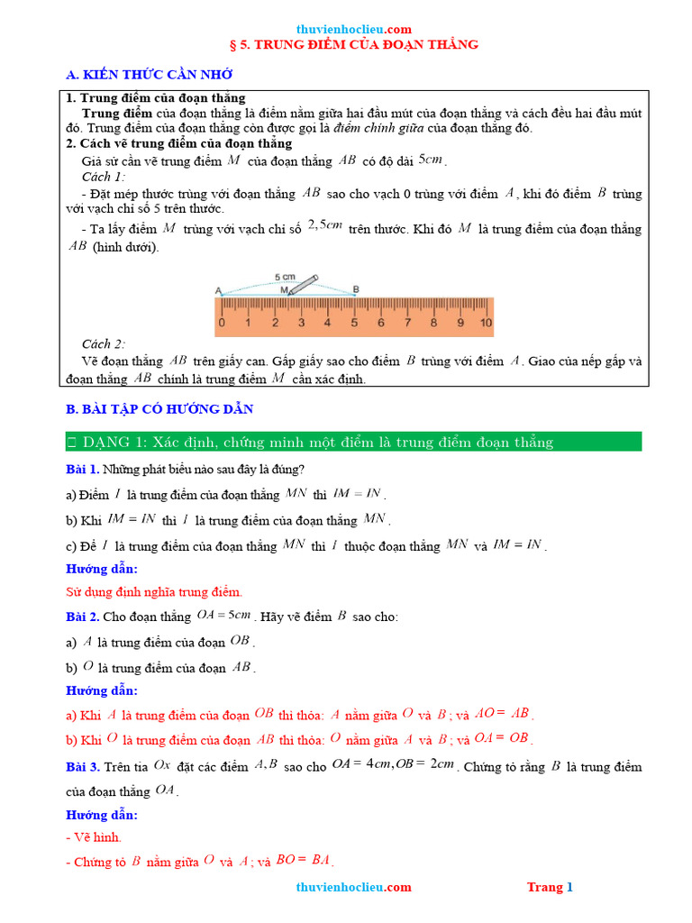 Bai Tap Bai 5 TRUNG DIEM CUA DOAN THANG CTST | PDF