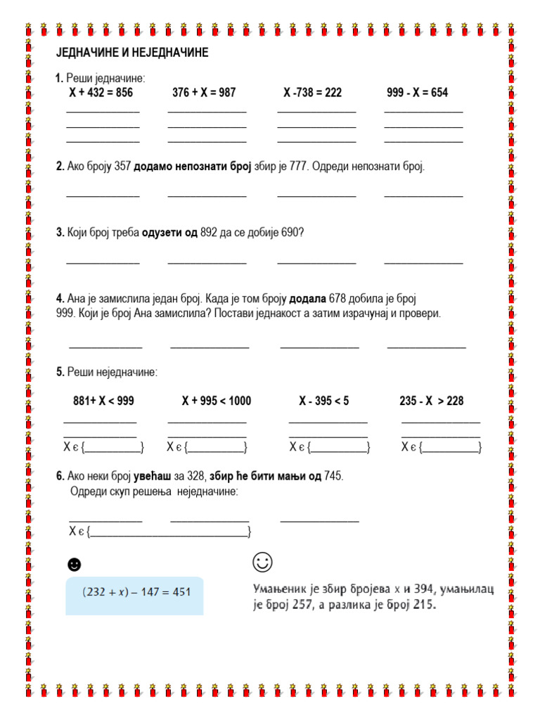 Jednacine I Nejednacine 3 Razred | PDF