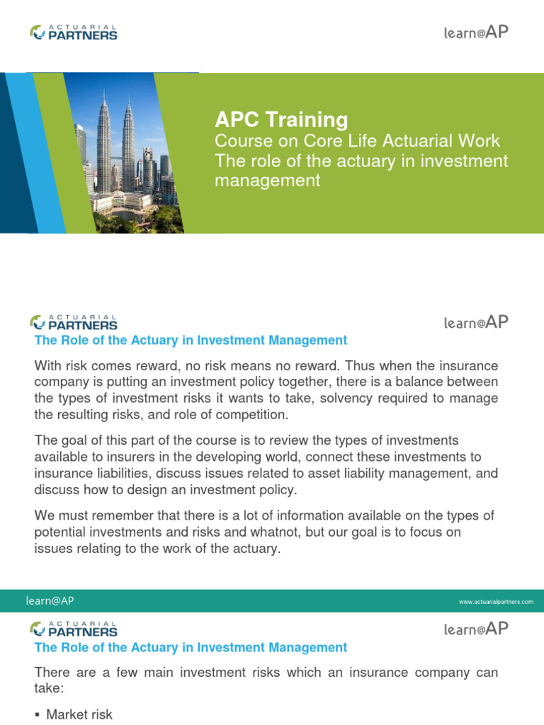 Part 4.role of Actuary in Investment Return | Download Free PDF | Actuary | Risk