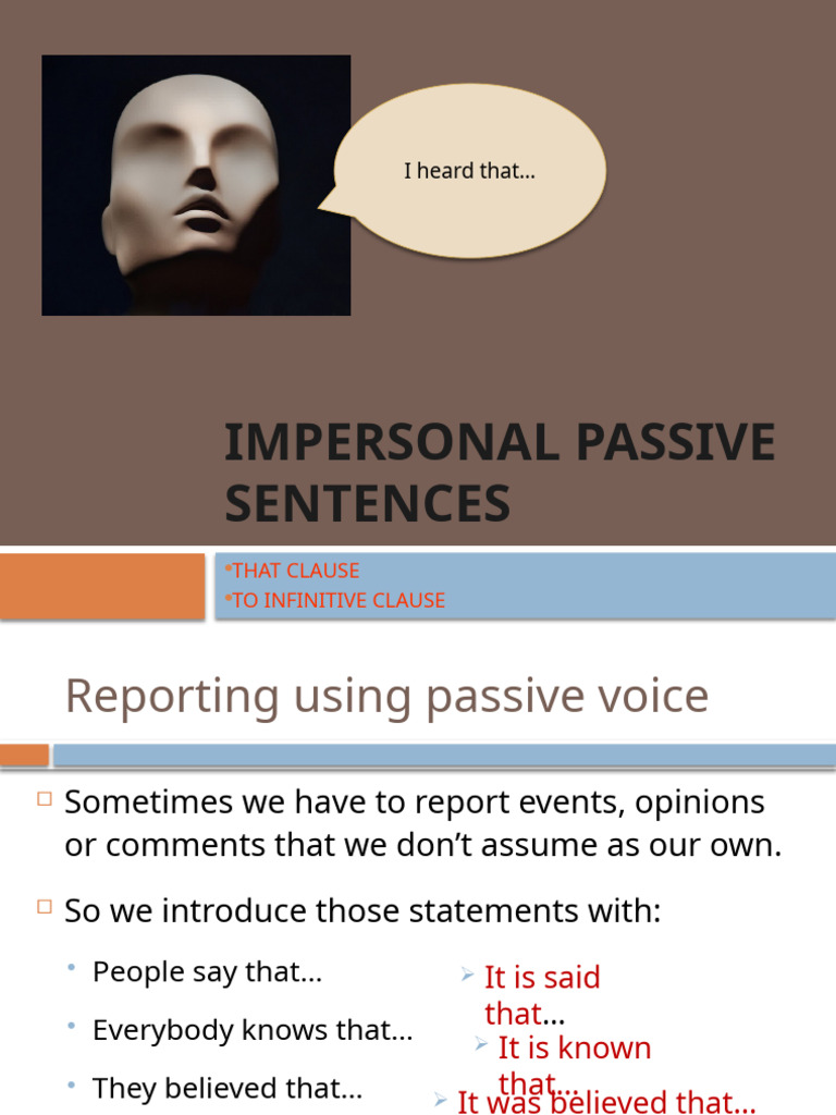 Passive Reporting Verbs | Download Free PDF | Verb | Syntactic ...