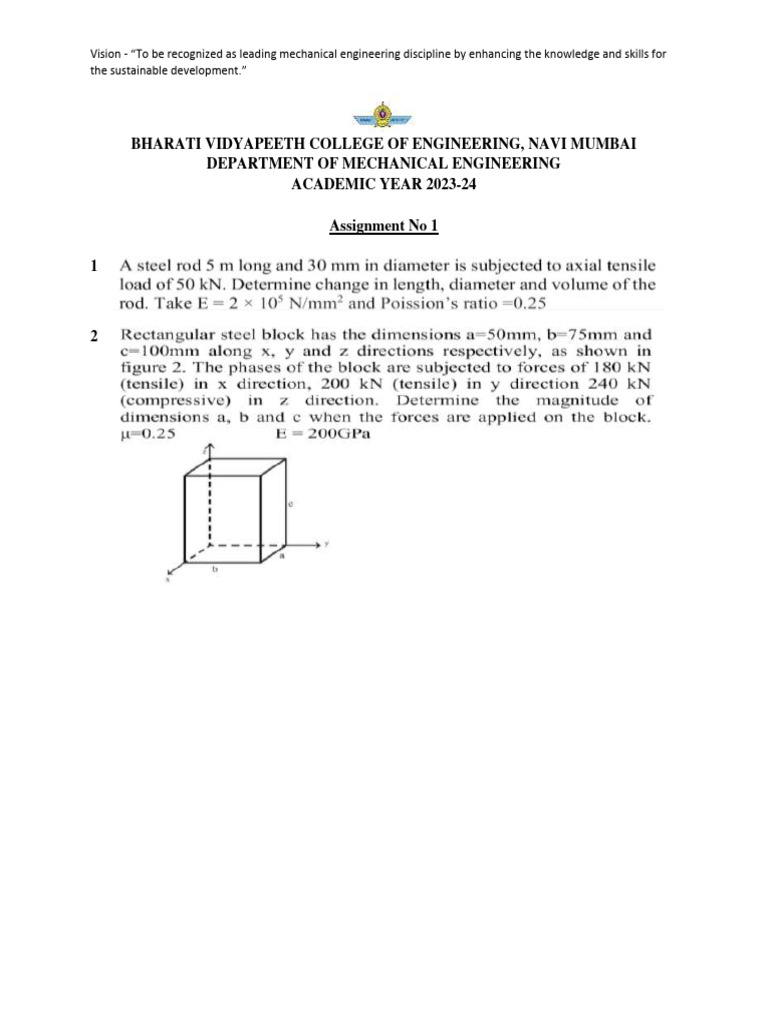 Som Assignment AY 23-24 | PDF | Stress (Mechanics) | Beam (Structure)
