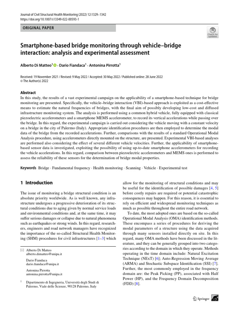 Smartphone-Based Bridge Monitoring Through Vehicle Bridge Interaction ... Smartphone-Based Bridge Monitoring Through Vehicle Bridge Interaction ...