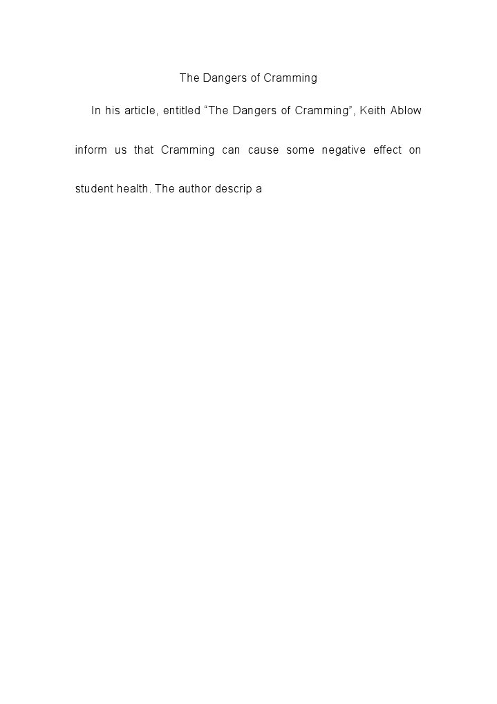 Cramming's Impact on Student Health | PDF