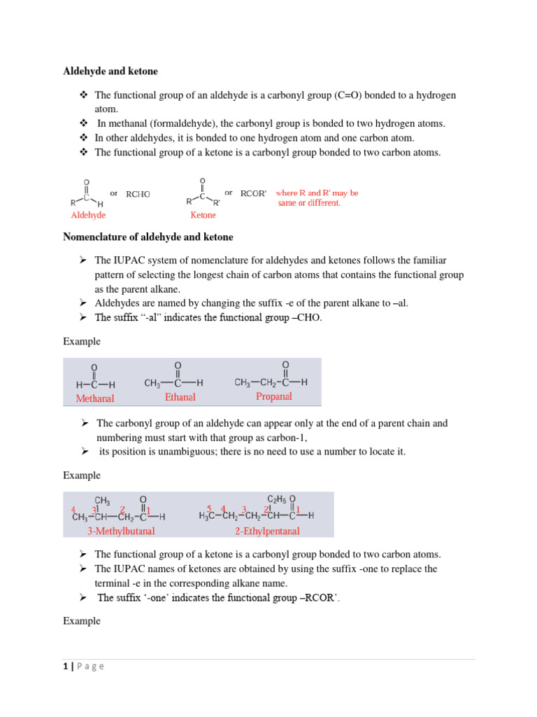 Aldehyde and Ketone | PDF | Aldehyde | Ketone