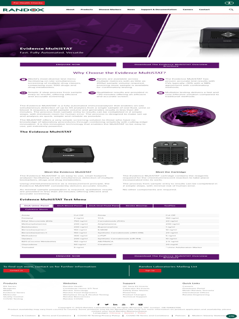 Evidence MultiSTAT SEP19 - Randox Laboratories | PDF | Clinical ...