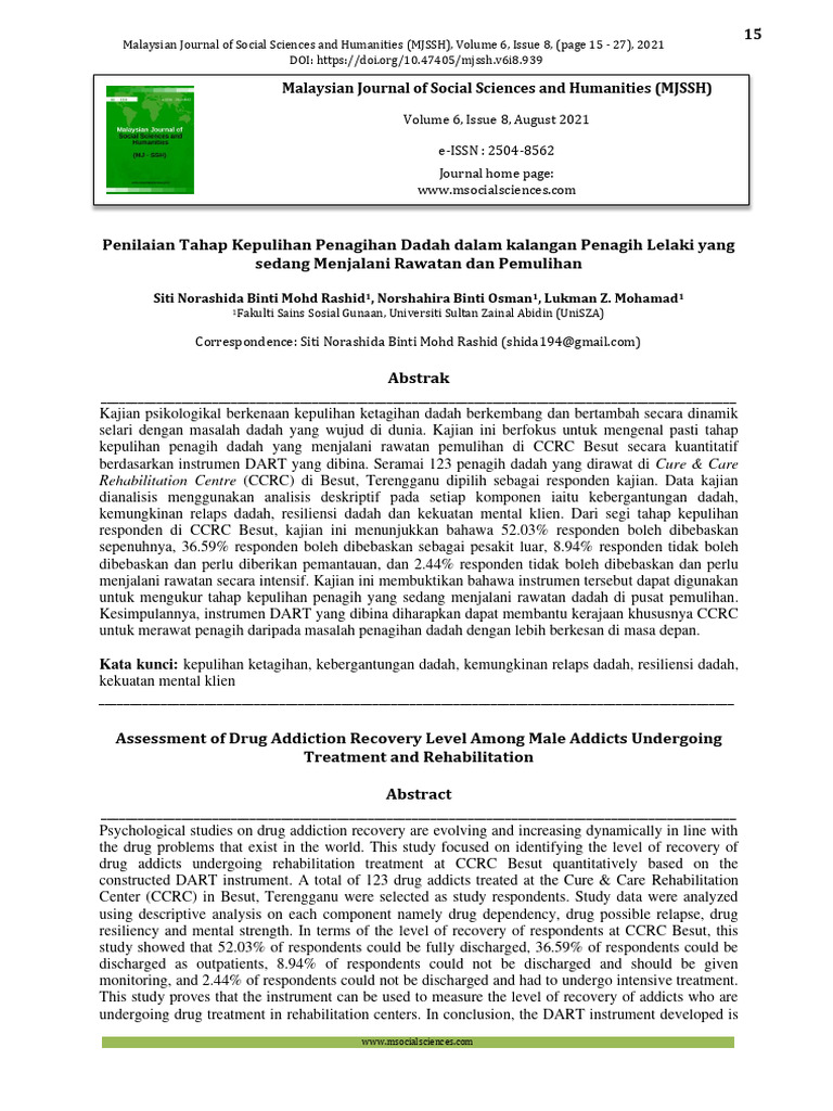 Penilaian Kepulihan Penagih Dadah di CCRC | PDF