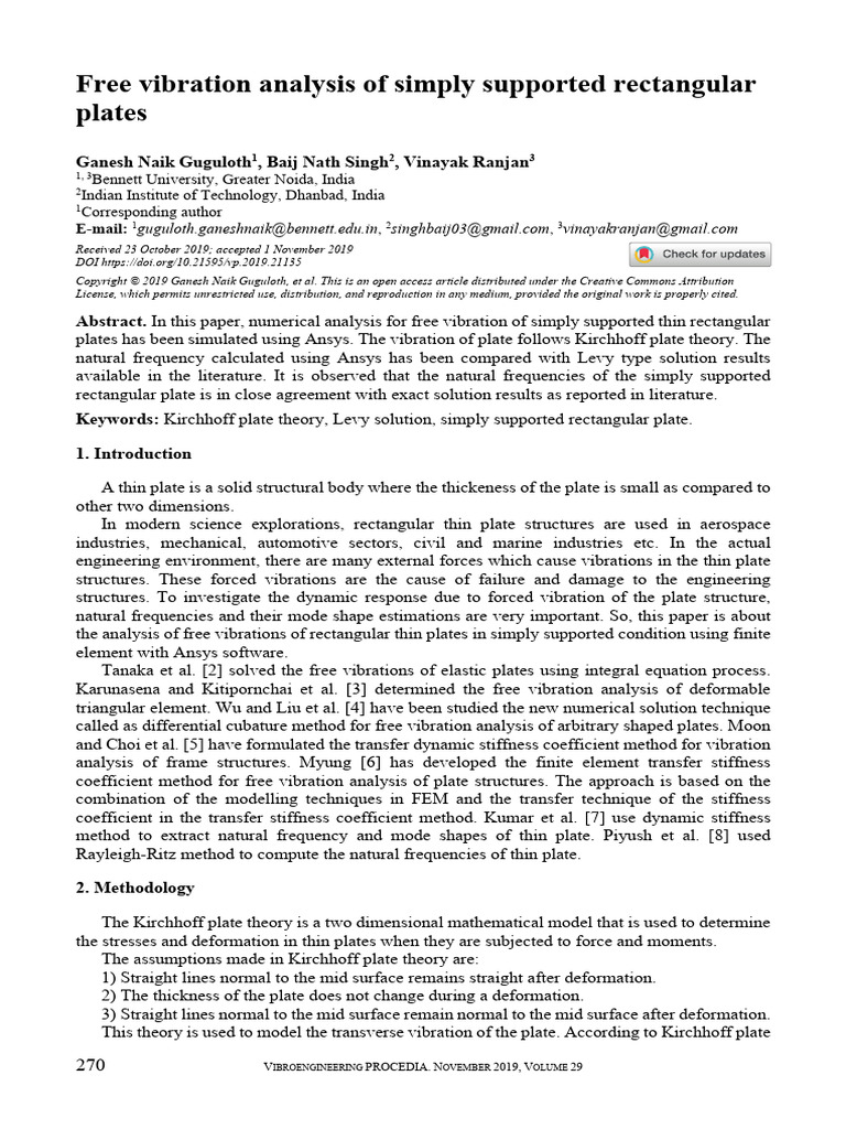 Free Vibration Analysis of Simply Supported Rectan | PDF | Finite ... Free Vibration Analysis of Simply Supported Rectan | PDF | Finite ...