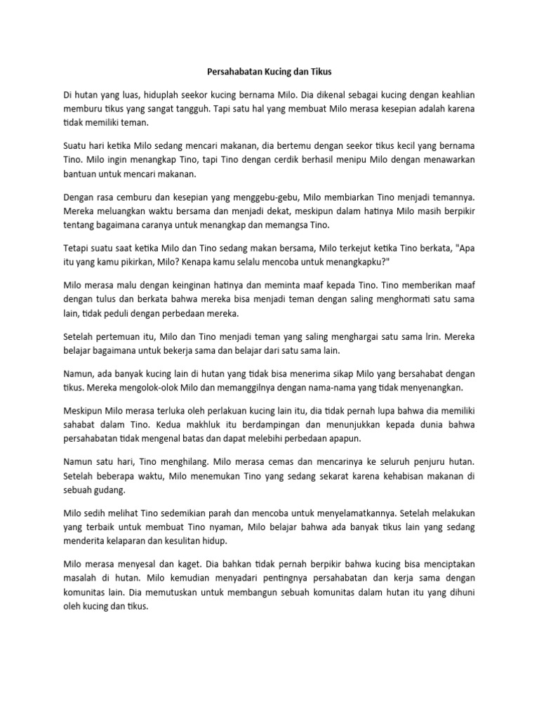 Cerita Fabel Kucing Dan Tikus | PDF