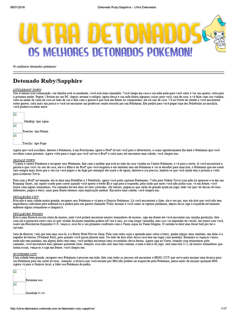 Detonado Ruby - Sapphire - Ultra Detonados | PDF | Pokémon