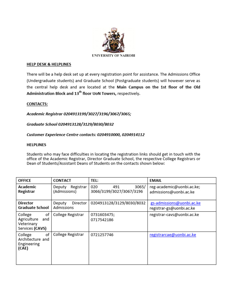 UoN Help Desk Contact Information | PDF | Science