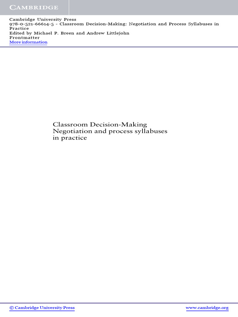 Classroom Decision Making Paperback Frontmatter | PDF | English As A ...