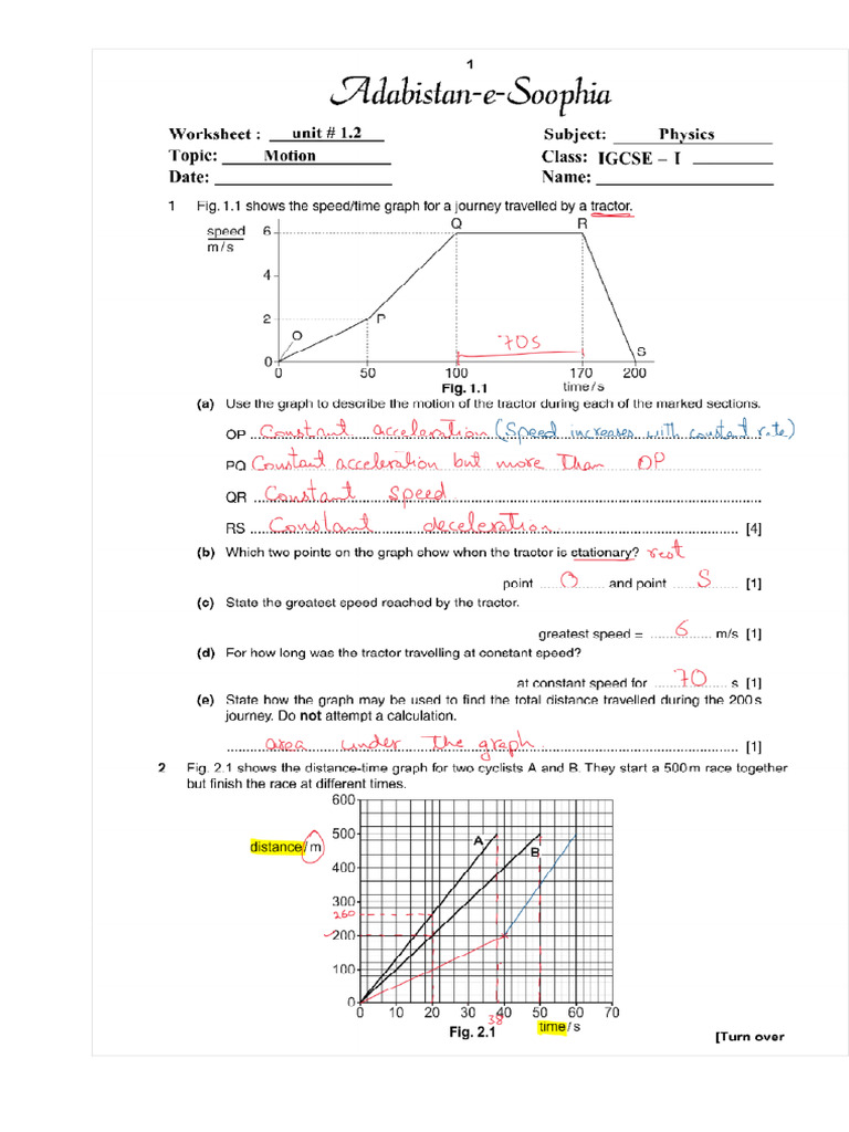 Physics Unit 1.2 Solved | PDF