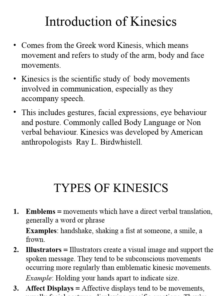 Introduction of Kinesics | PDF | Nonverbal Communication | Body Language
