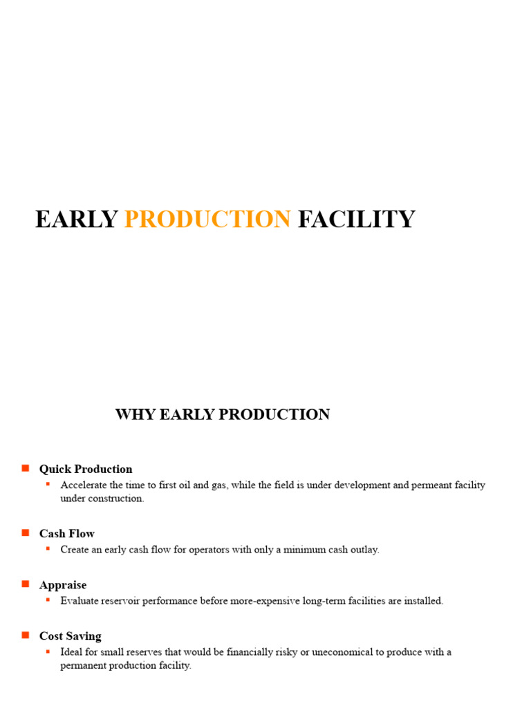 Early Production Facility Overview | PDF