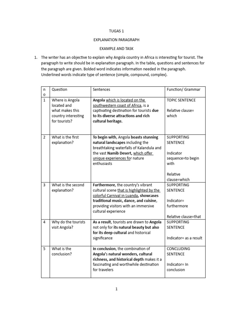 EXPLANATION PARAGRAPH Task | PDF